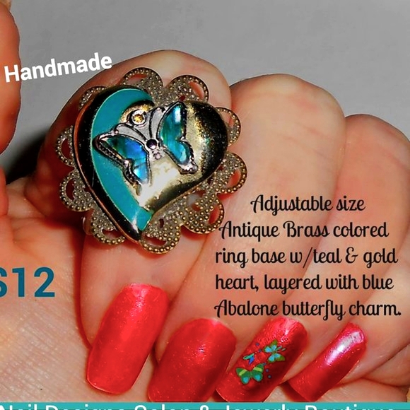Hand Crafted | Jewelry | Abalone Heart Butterfly Ring | Poshmark
